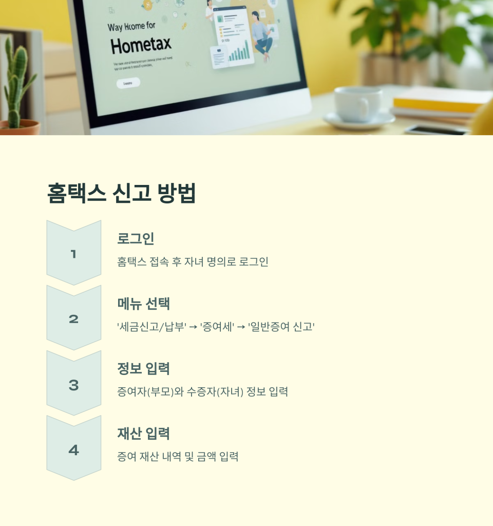 2025 자녀 증여 신고 방법 완벽 가이드! 홈택스로 간편하게 처리하는 법! - TipFlowz